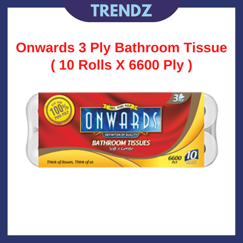 Onwards Bathroom Tissue Rolls 3 Ply Toilet Tissue 10 Rolls 6600 Ply ...