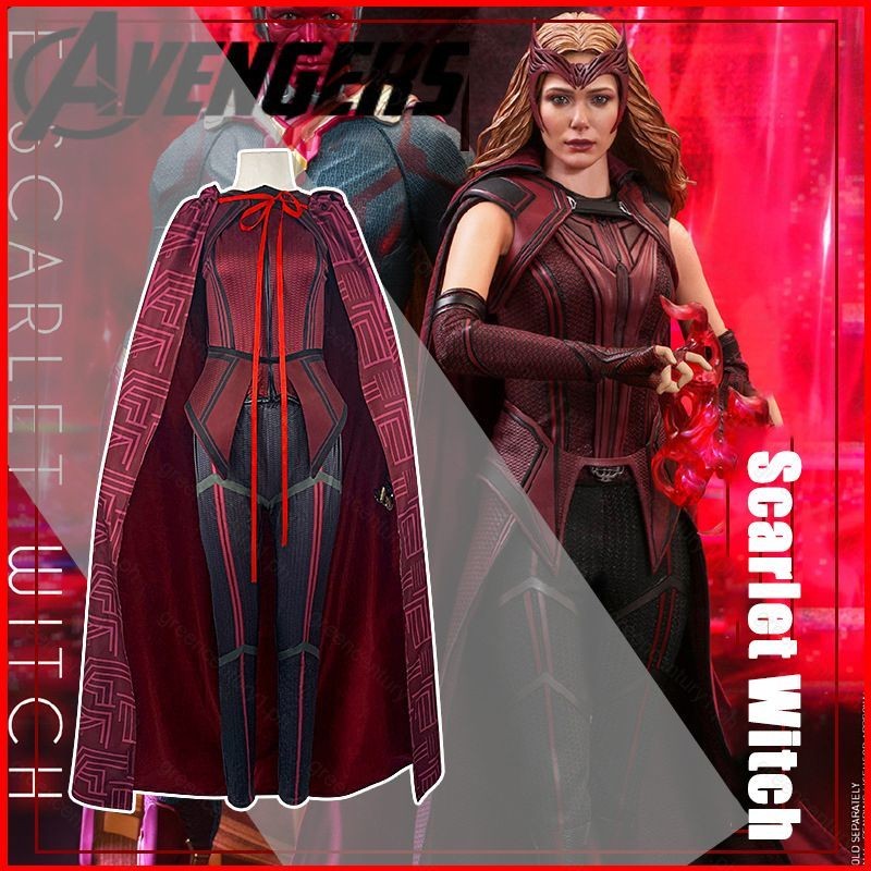YS Wanda Vision - Scarlet Witch Cosplay Costume Set Tops Pants Cloak ...