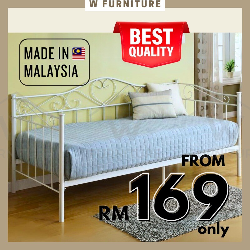 🔥READY STOCK🔥WFurniture DAY BED SINGLE METAL BED FRAME/KATIL BESI/SOFA ...