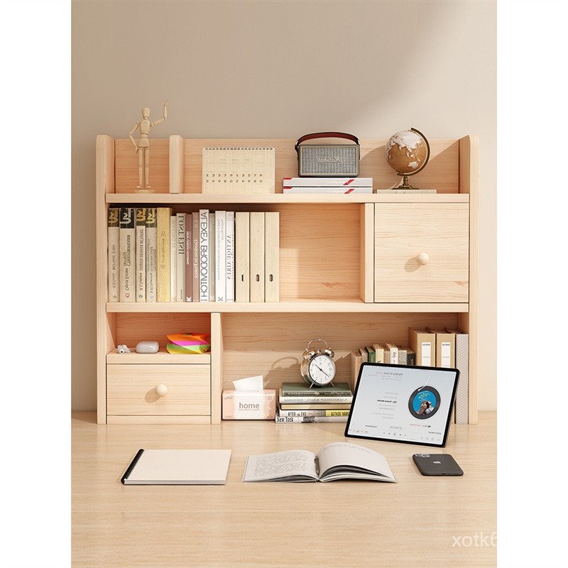 Rak buku komputer meja rak kayu pepejal bilik buku meja penyimpanan rak ...