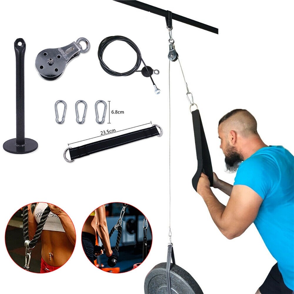 DIY Fitness Tricep Multi Gym Equipment Pulley Cable Machine Biceps ...