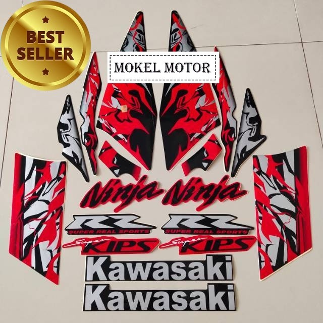 MERAH HITAM Striping polet stickers for kawasaki ninja rr list standard ...