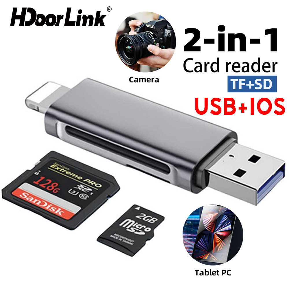 HdoorLink 2In1 USB 2.0 iOS Card Reader SD/TF Memory Card Reader OTG ...