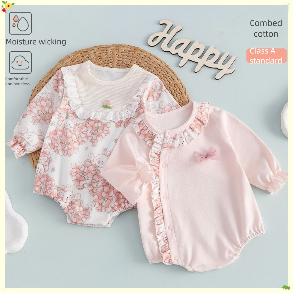Newborn Baby Pure Cotton Long-Sleeved Romper Autumn Winter Class a ...