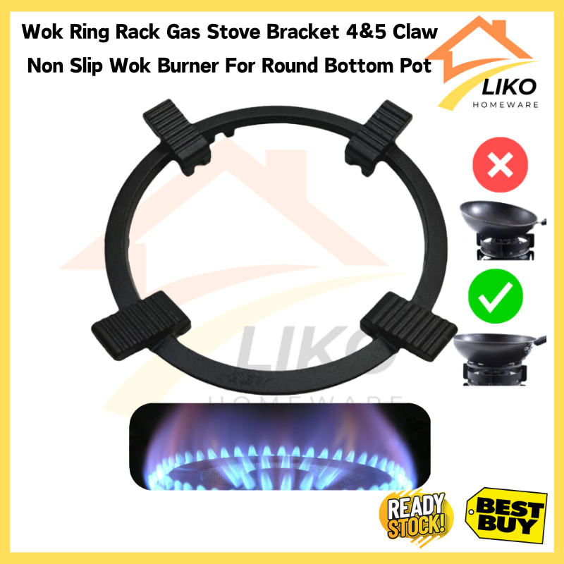(HARGA TERENDAH) Wok Ring Rack for Gas Stove Bracket 4&5 Claw Non-Slip ...