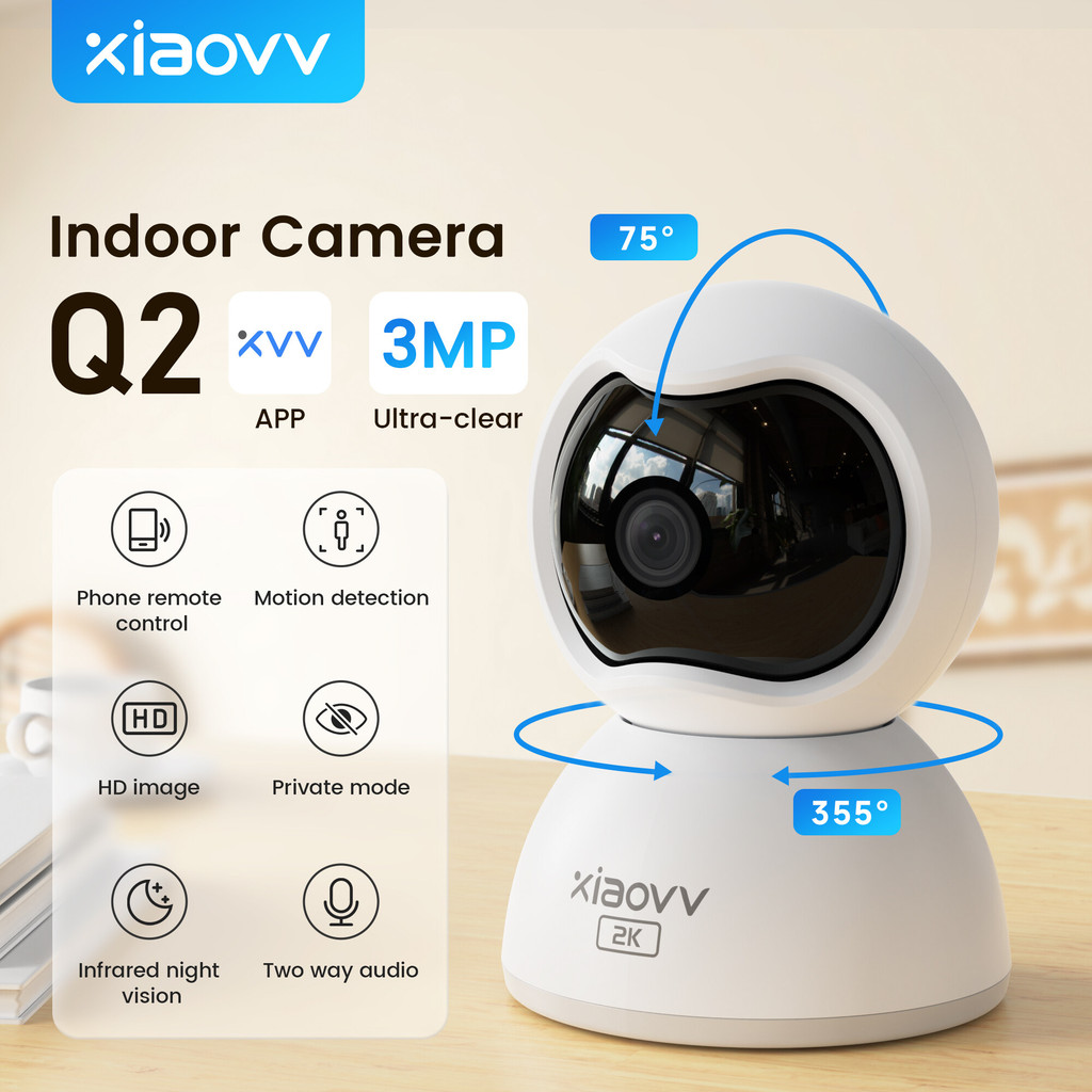 Xiaovv Q2 PTZ 2K Home Security CCTV IP Camera connect via apps Motion ...