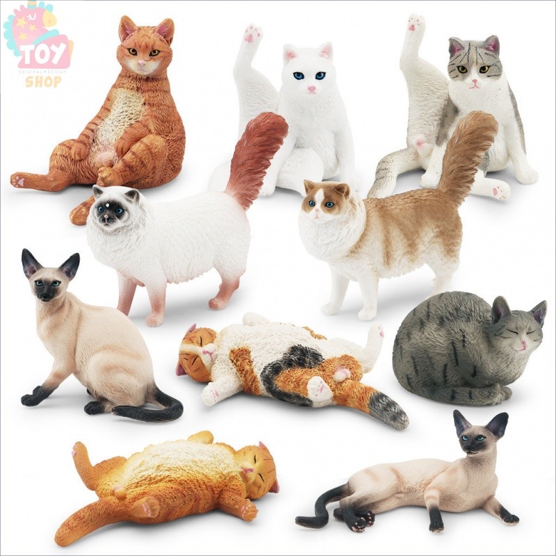 Children Simulation Cat Model Toy Muppet Cat Lazy Orange Cat Flower Cat ...
