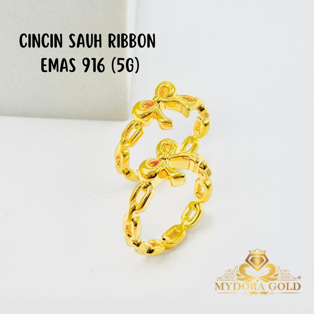 MYDORA Cincin Sauh Ribbon (5G) l EMAS 916/22K | Shopee Malaysia