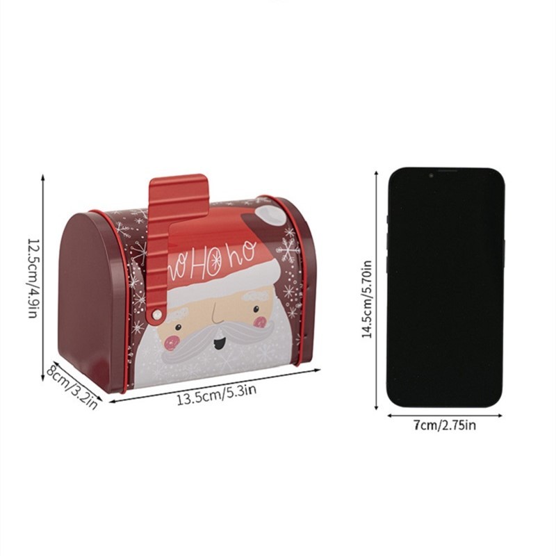 Christmas Tinplate Mailbox Small Decorative Tin Mailbox Metal Cookie ...