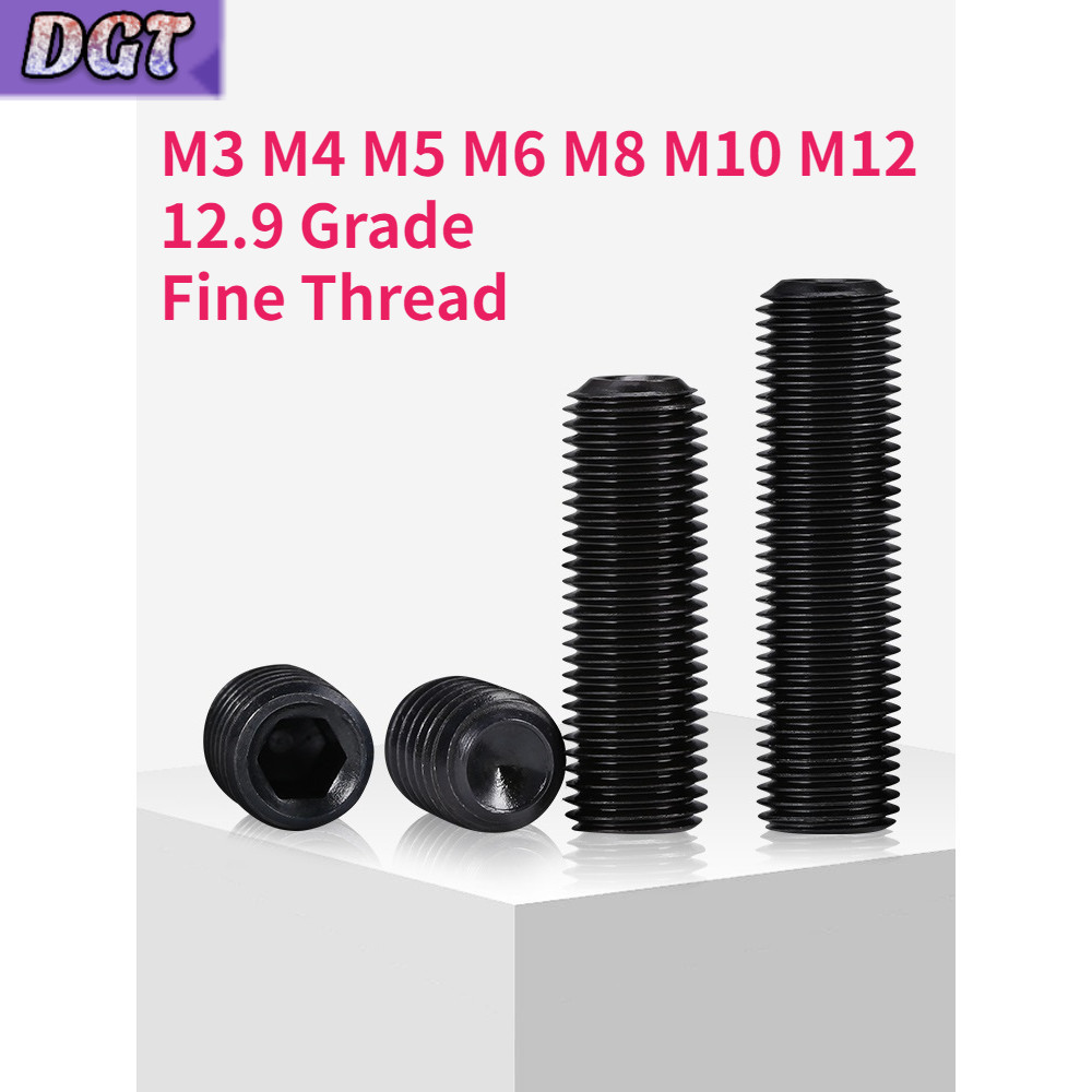 DGT M3 M4 M5 M6 M8 M10 M12 Black 12.9 Grade Fine Thread Pitch Hex ...