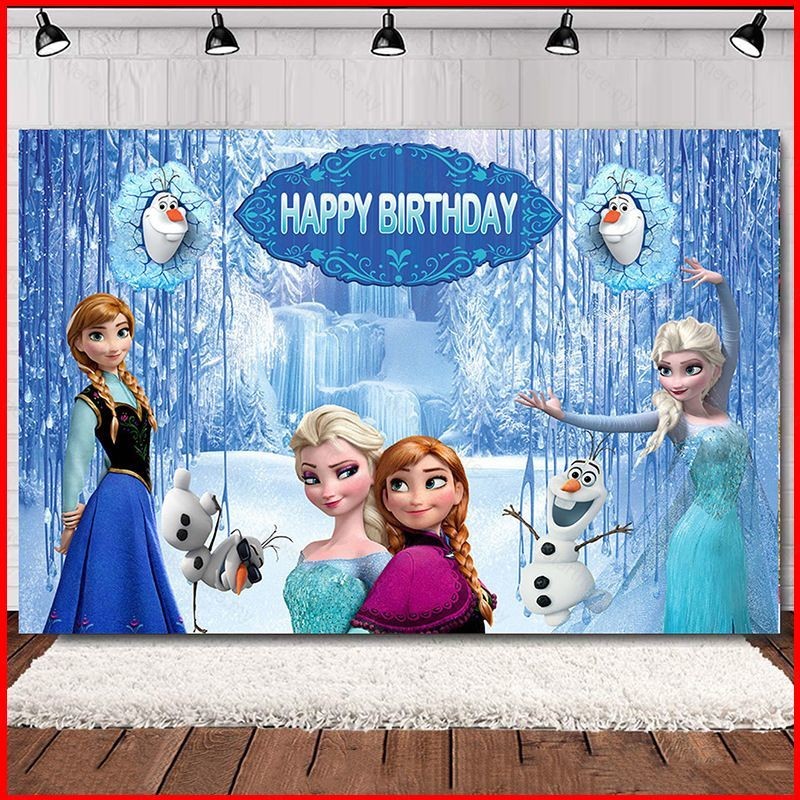Jason Frozen Elsa Anna Birthday theme backdrop banner party decoration ...