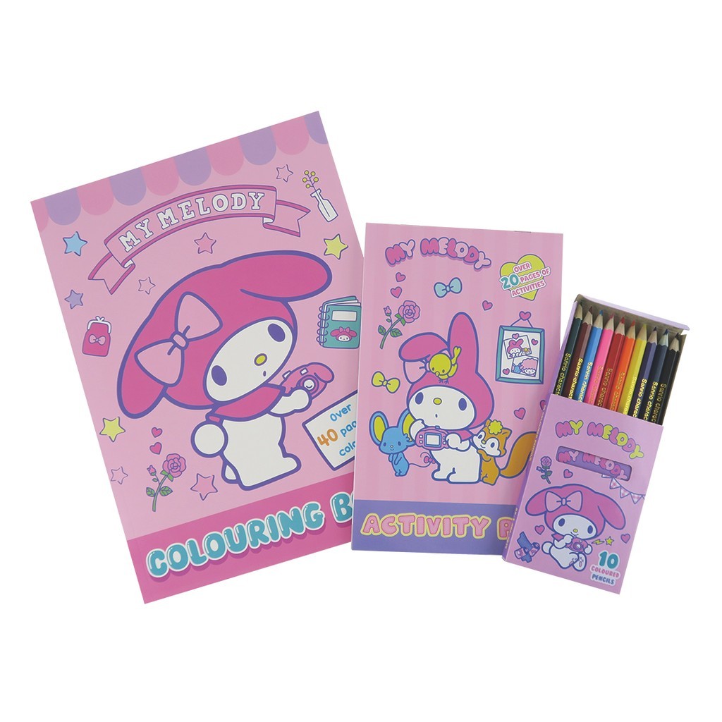 My Melody Cute Activity & Coloring Book With Color Pencil Set (9265 ...