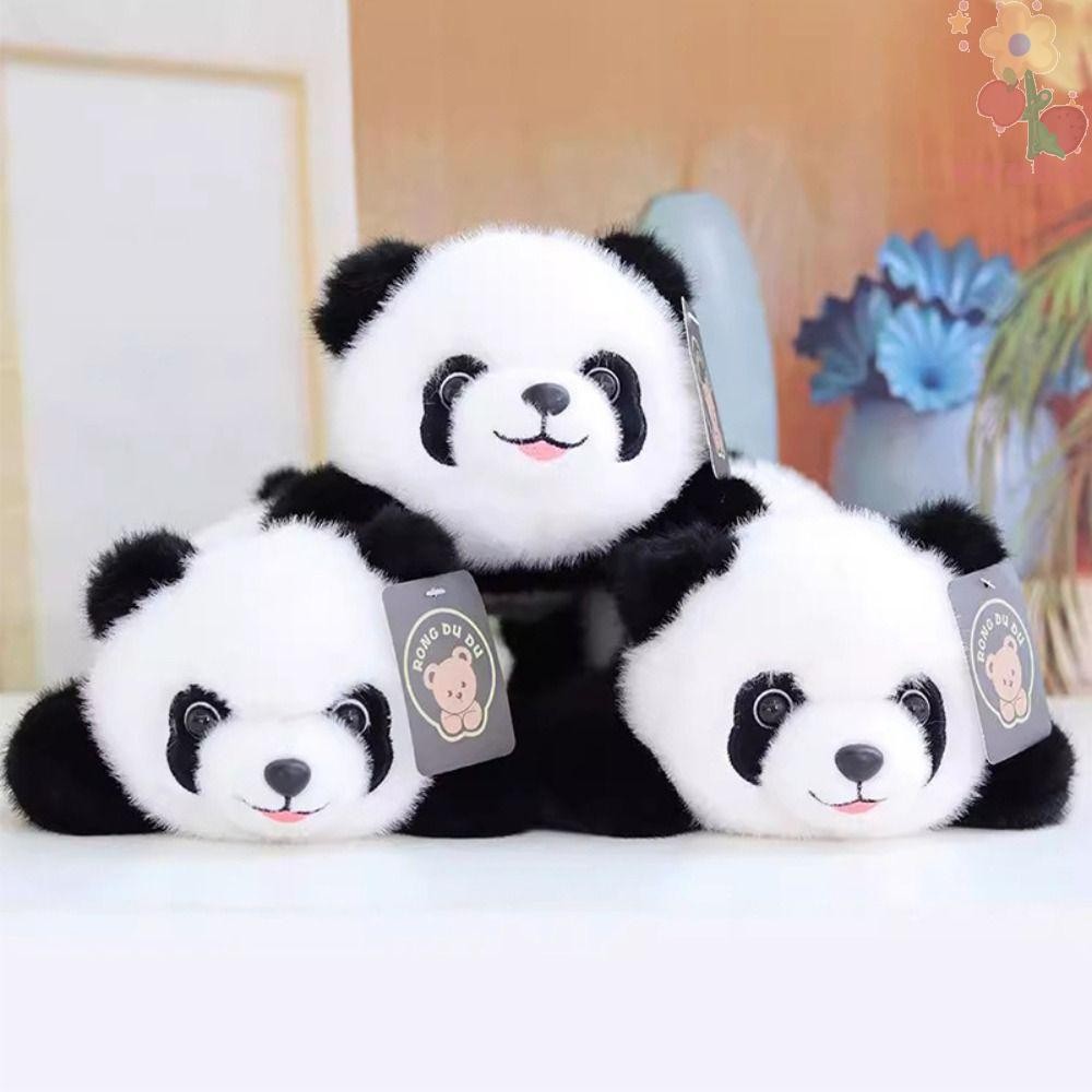 AVUKA Panda Stuffed Doll, Crouching Posture Fluffy Panda Plush Toys ...