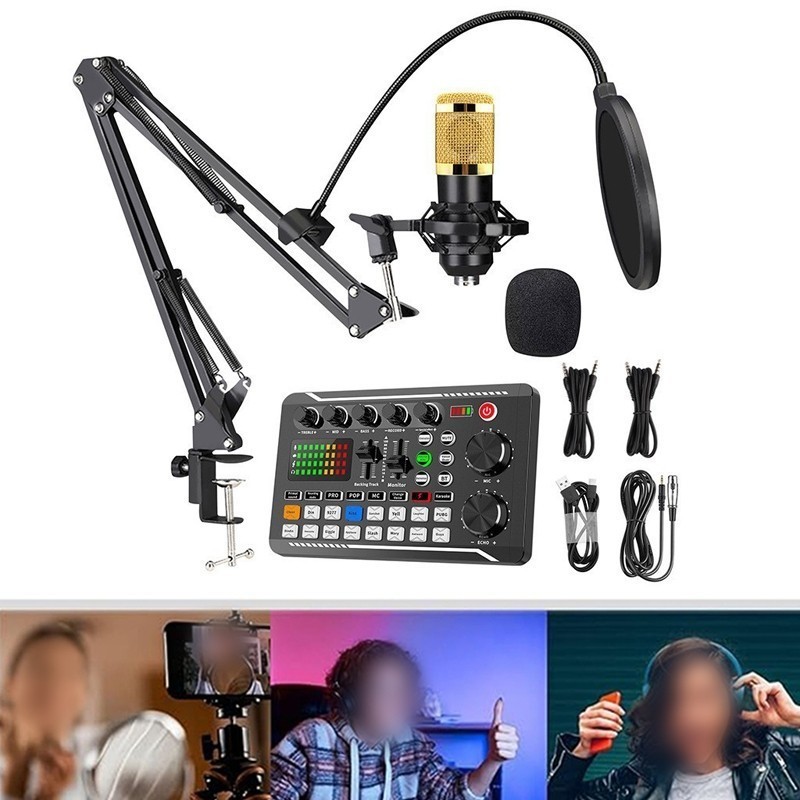 Multi Purpose Live Sound Card Set Ideal for Online Streaming Singing ...