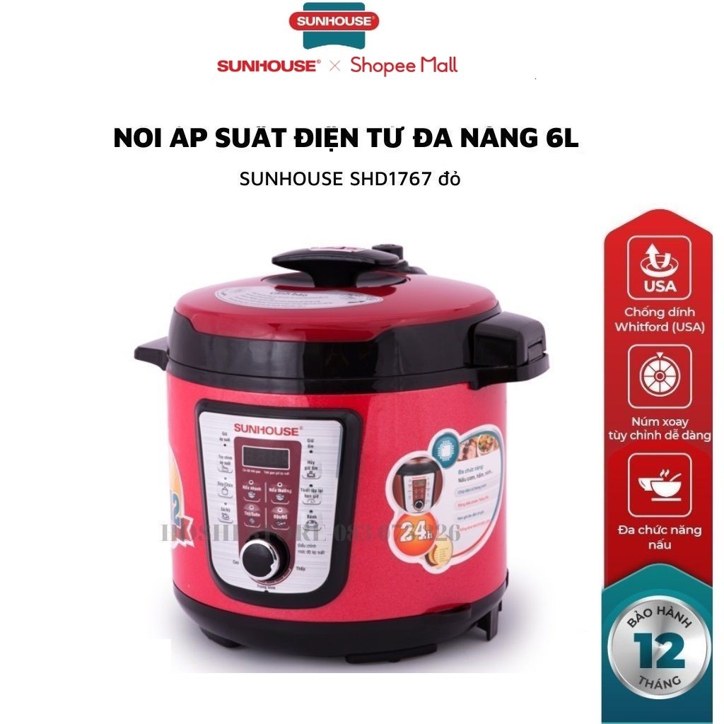 Sunhouse SHD1767 6L multi-function electric pressure cooker | Shopee ...