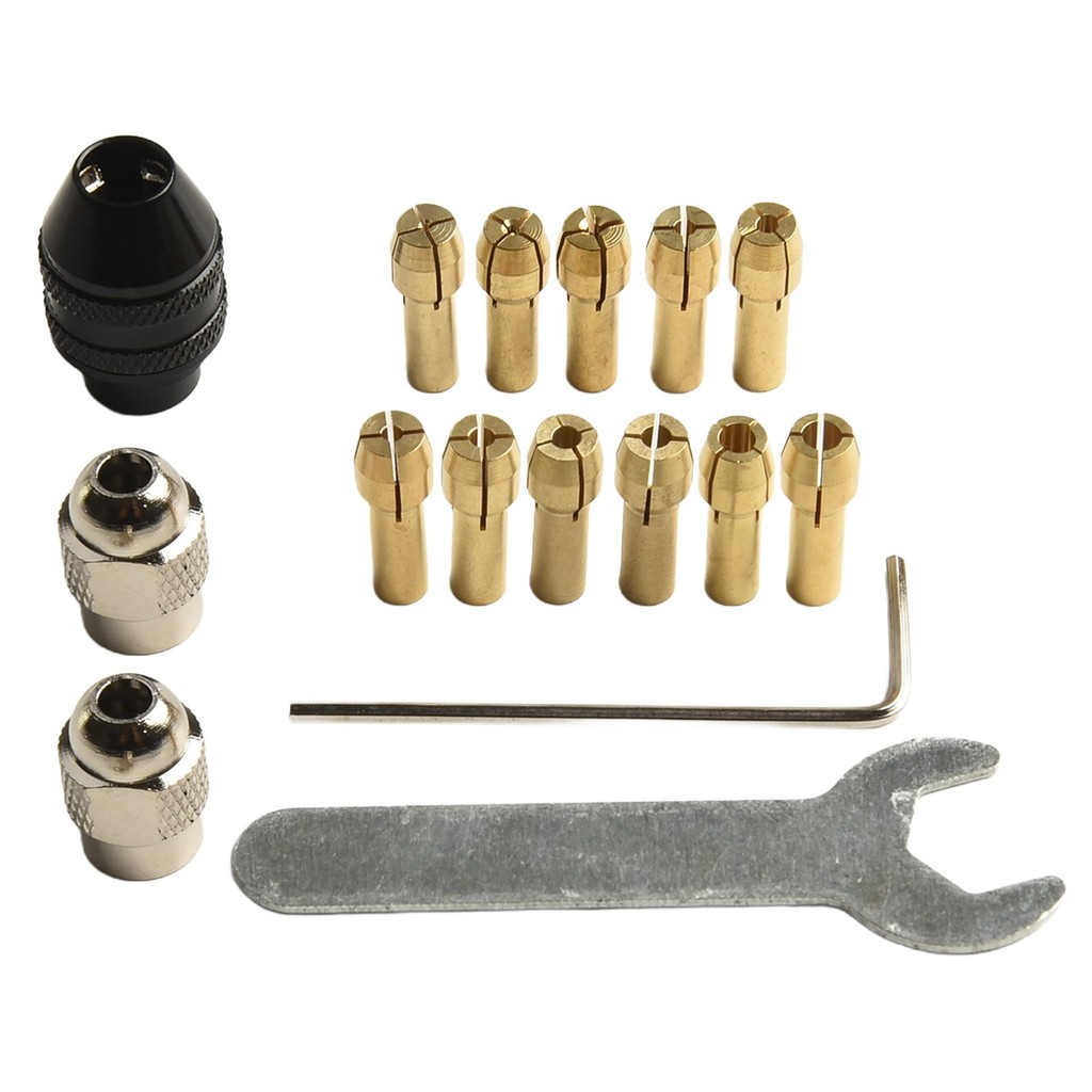 Drill Chuck Collet Kit 16 Pcs Brass Nuts for M8 Mini Drill Bits 0 5 3 ...