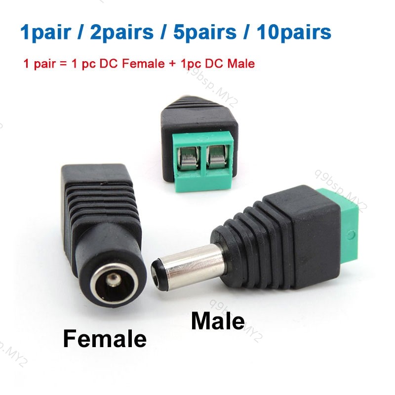 DC Male + Female 2.1mm x 5.5mm terminal for DC Power supply Jack ...