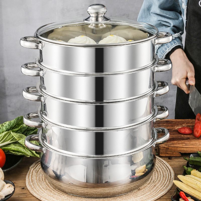 Pengukus keluli tahan karat 28-40cm 2 lapisan 3 lapisan 5 lapisan ...