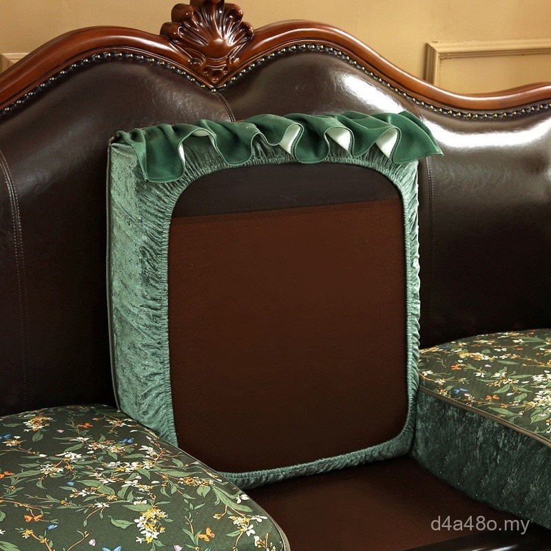 Penutup sofa hijau gelap, penutup sofa kulit topi, pad duduk mewah ...