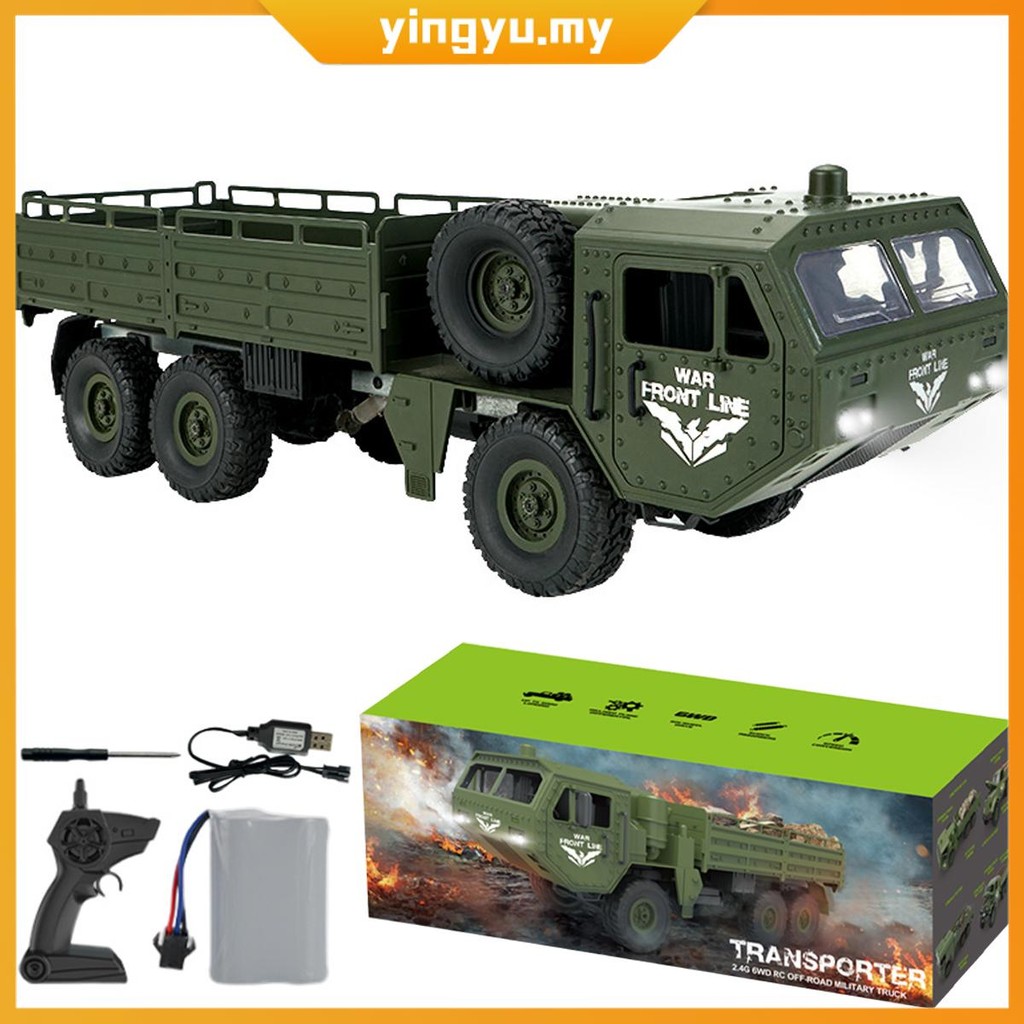 RC Military Truck 6WD Rechargeable 2.4GHz Remote Control Army Car with ...