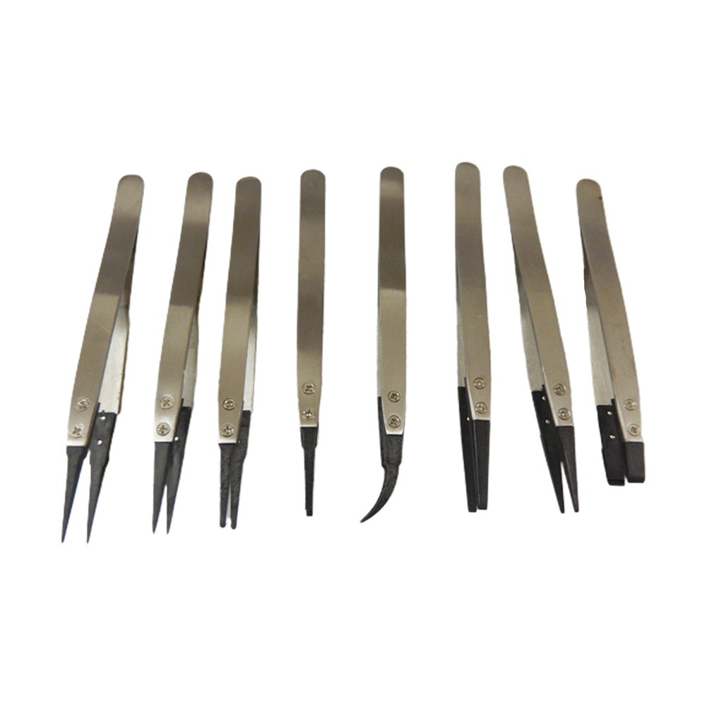 YAFEXHM 】ESD Anti-Static Tweezers Industrial Tweezers With Replaceable ...