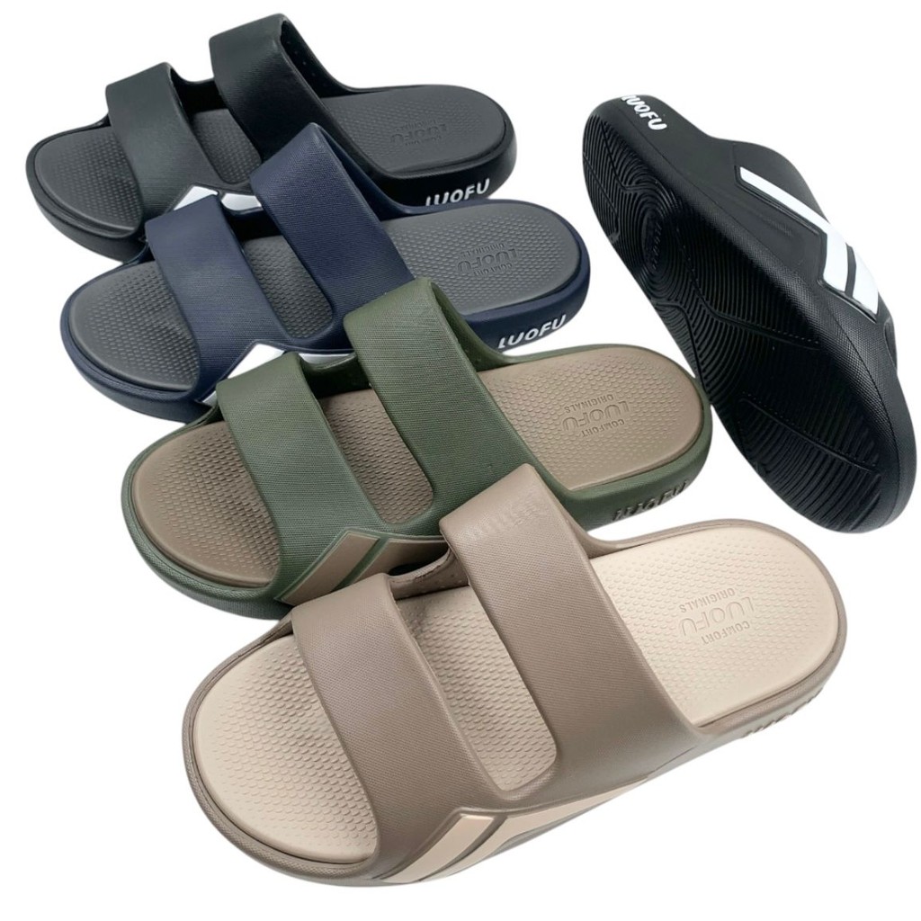 Luofu Imported Men's Lightweight Soft 2 Tire Slippers E6238-BRB2 (AR1 ...