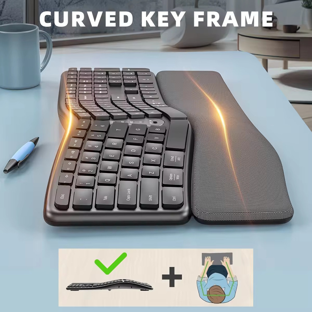 Ergonomic Split 2.4G Wireless Keyboard NaturalTyping Multi-Device ...