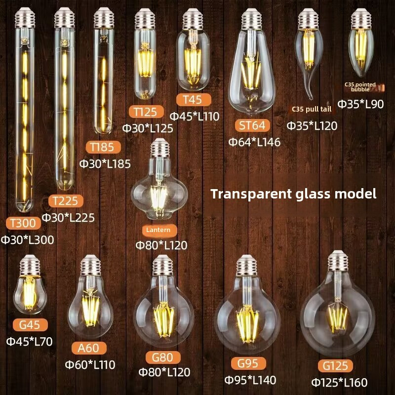 [220V] Edison Bulb ST64 LED Bulb Filament Lamp Imitation Tungsten Retro ...
