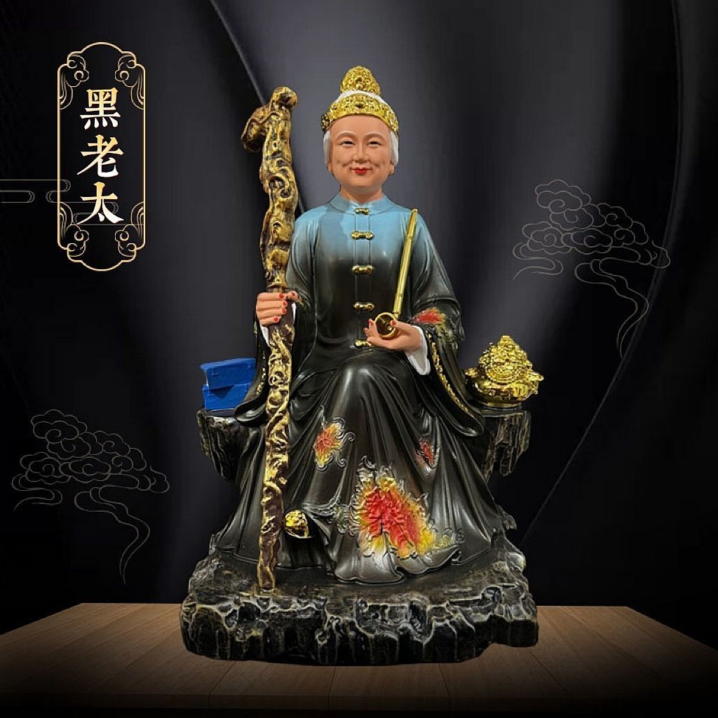 New Style Black Old Lady Statue Resin Black Mother Statue Iron Brake ...