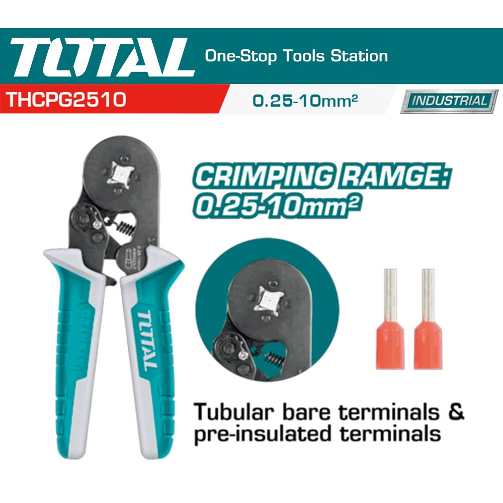 TOTAL THCPG2510 Self-Adjustable Ratchet Crimper Plier Kit / Terminal ...