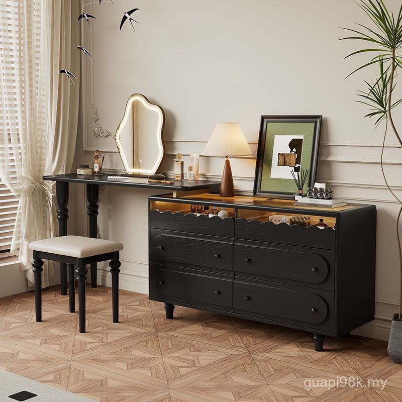 [Retro Design] French Retro Style Bedroom Drawer One Retractable Solid ...
