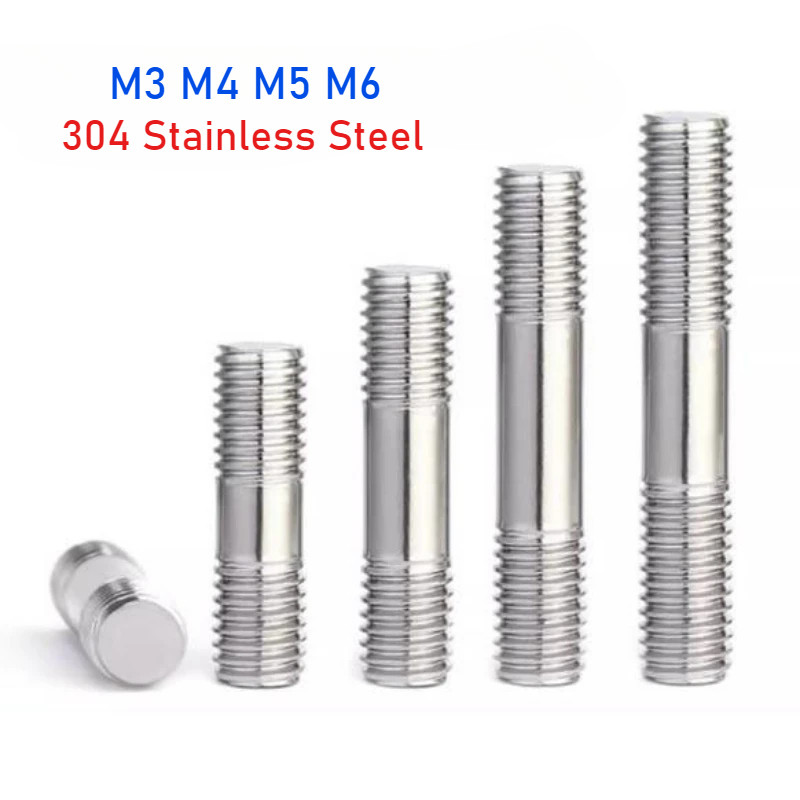 M3 M4 M5 M6 304 Stainless Steel Double End Thread Rod Headless Stud ...