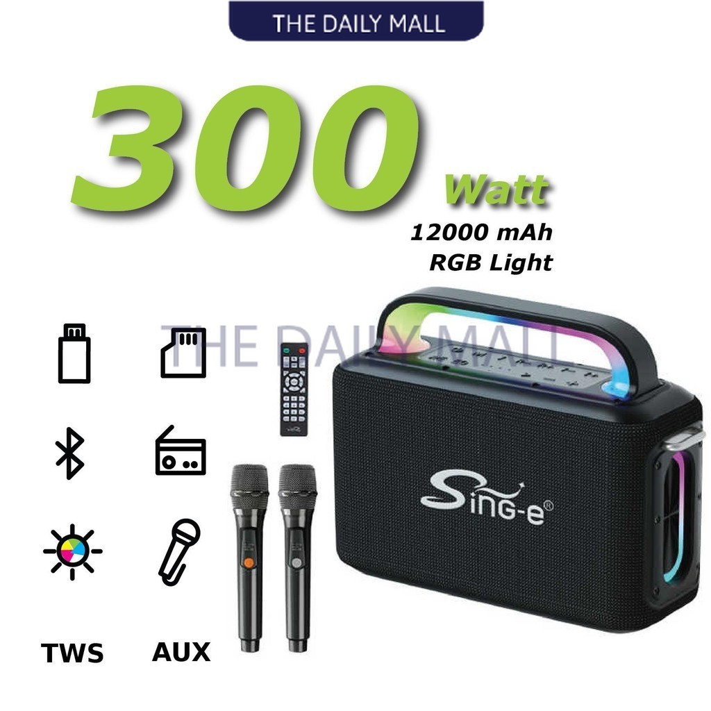 SING-E ZQS V71 Power Audio Bass 300Watt Portable Bluetooth Karaoke ...