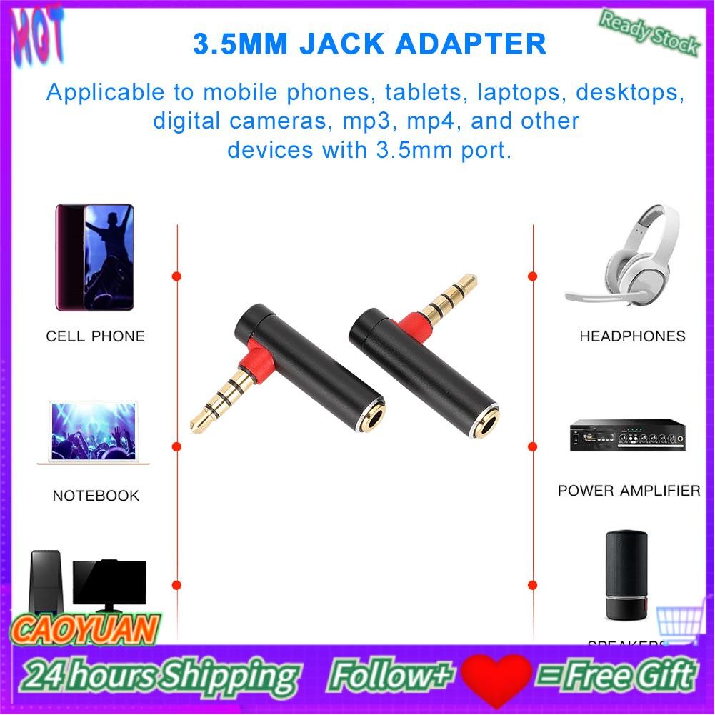 Caoyuanstore L-shaped plug to socket 2PCS 3.5 mm audio adapter ...
