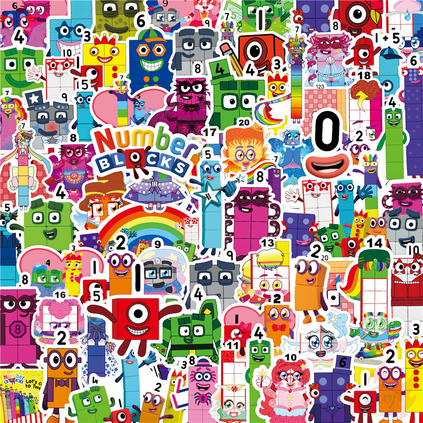 100Pcs/Set Numberblocks Stickers DIY Fashion Doodle Decals Stickers ...