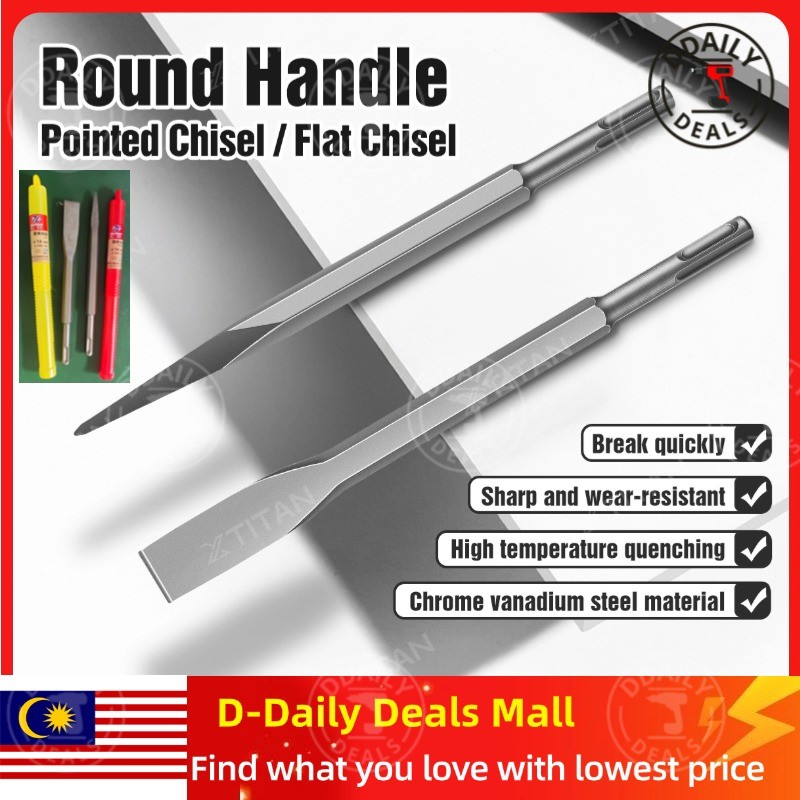 XTITAN 2PCS 14x230mm SDS Flat Chisel&Pointed Chisel Concrete Chisel ...
