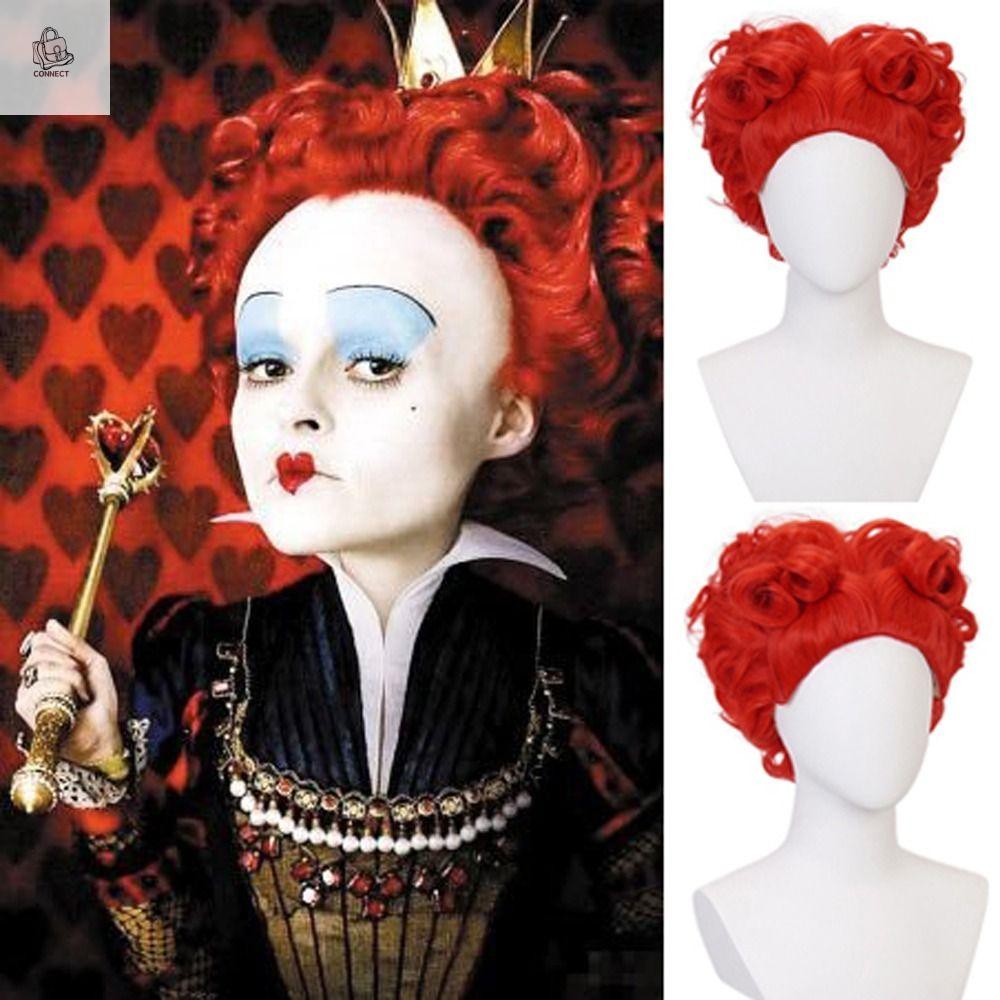 CONNECT Red Queen Cosplay Wig, Synthetic Fluffy Queen of Hearts Wig ...