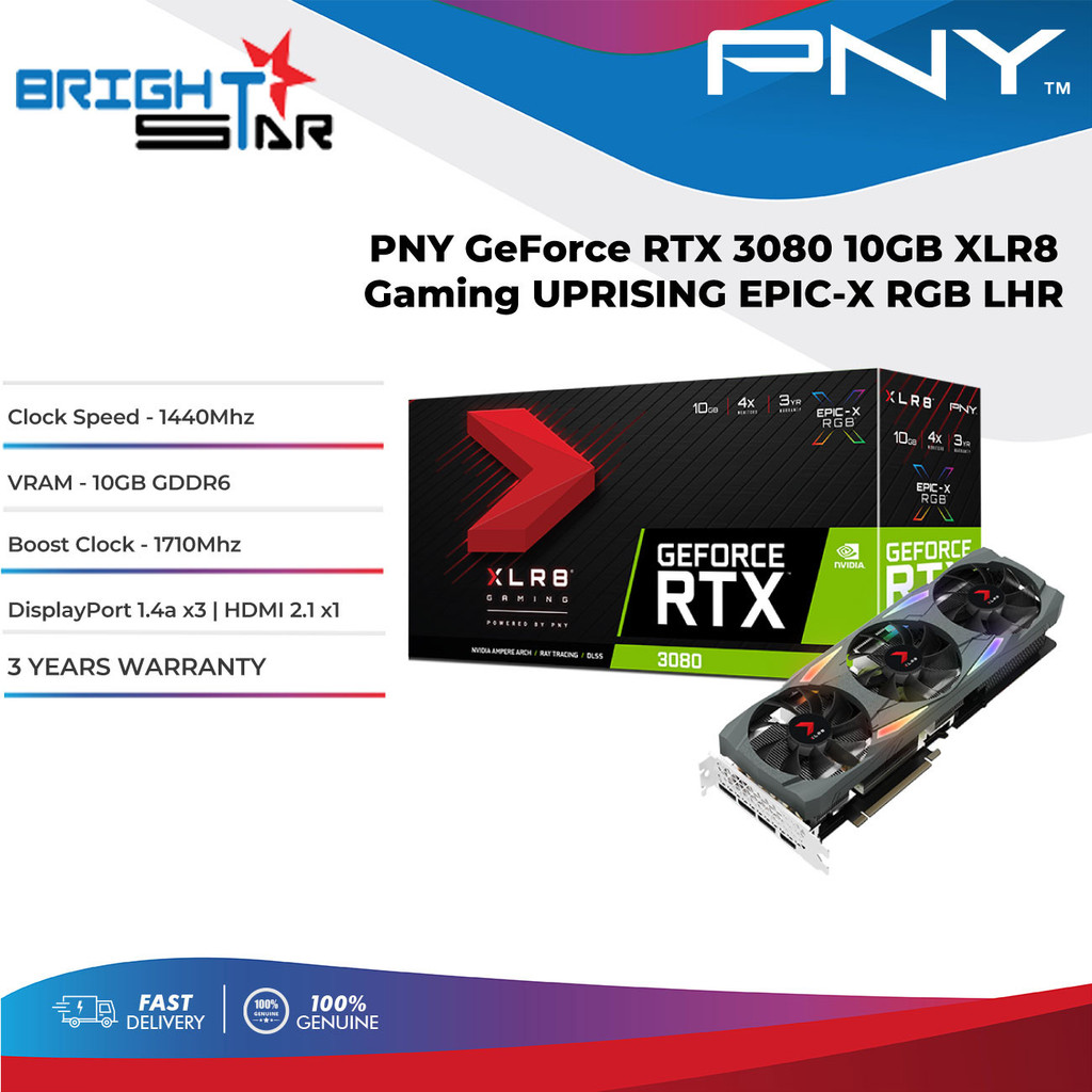 PNY GeForce RTX 3080 10GB XLR8 Gaming UPRISING EPIC-X RGB Triple Fan ...