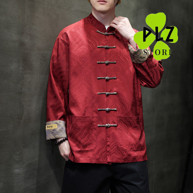 唐装 New Chinese Style Men's Clothing Chinese Style Red Tang Suit Shirt ...