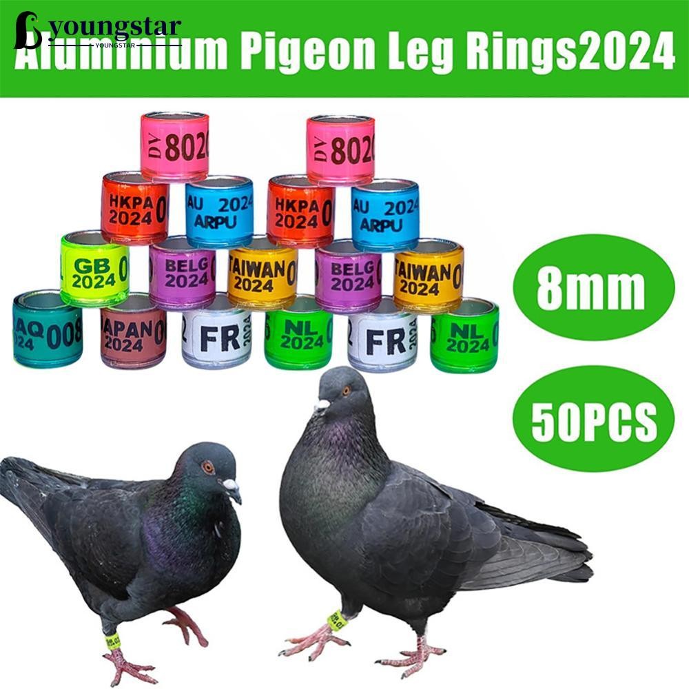 YOUNGSTAR 10/50Pcs 2024 Years Pigeons Foot Ring 8x11mm Pigeons Foot Ring Parrots Leg Rings Birds ...