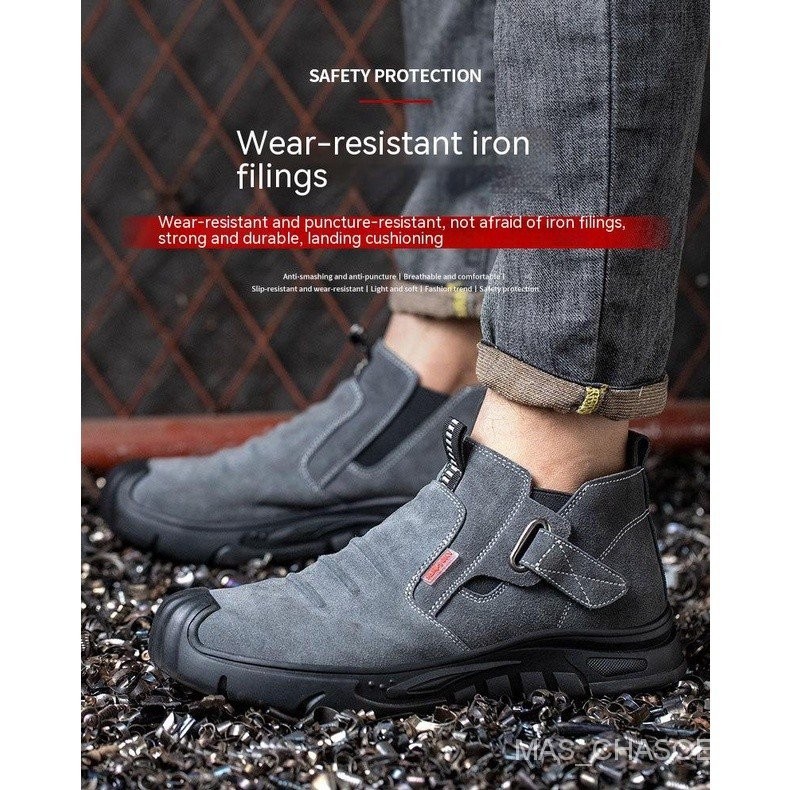 High-quality Safety Shoes Cowhide Safety Boots Men's Steel Toe-toe Work ...