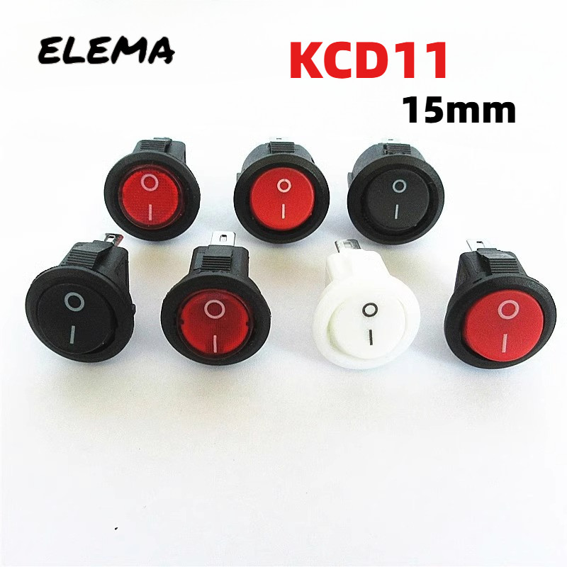 KCD11 Small switch 15MM Round switch button 2Pin/3Pin Rocker Switch ...