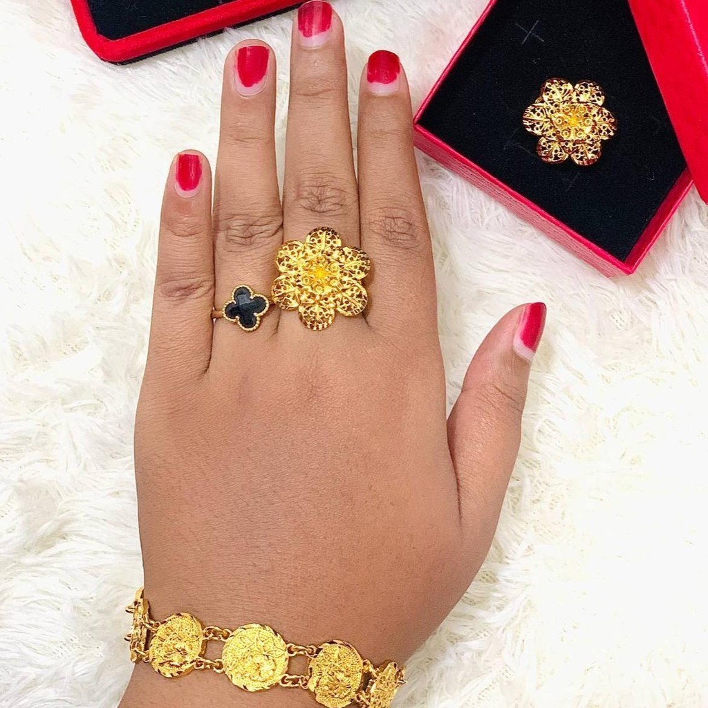 JG EMAS KOREA/BANGKOK 24K CINCIN ADIRA BUNGA KLASIK ADJUSTABLE (RIN ...