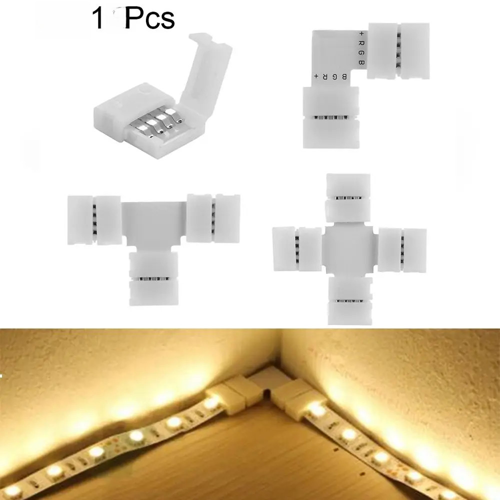 1 Pc 4Pin LED Strip Connector L T Cross Shape PCB Corner Connector for ...