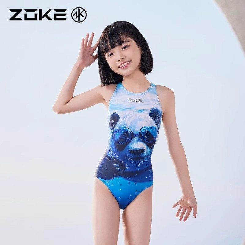 ZOKE 2025 New Girls Competition Swimsuit Professional Training Kids Triangle Swimwear | Shopee ...