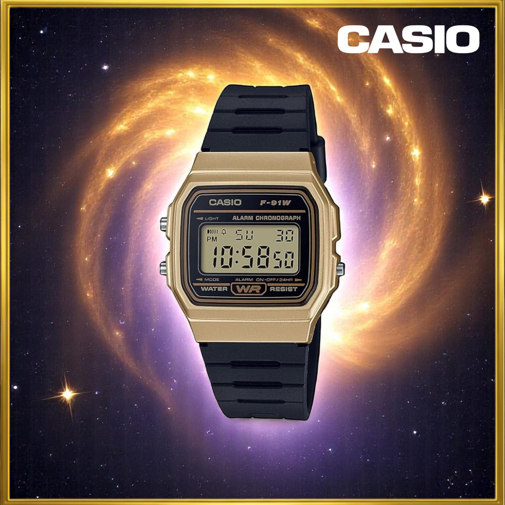 CASIO F-91W Digital Watch Gold x Black Retro Style Men's Lightweight Classic | Shopee Malaysia