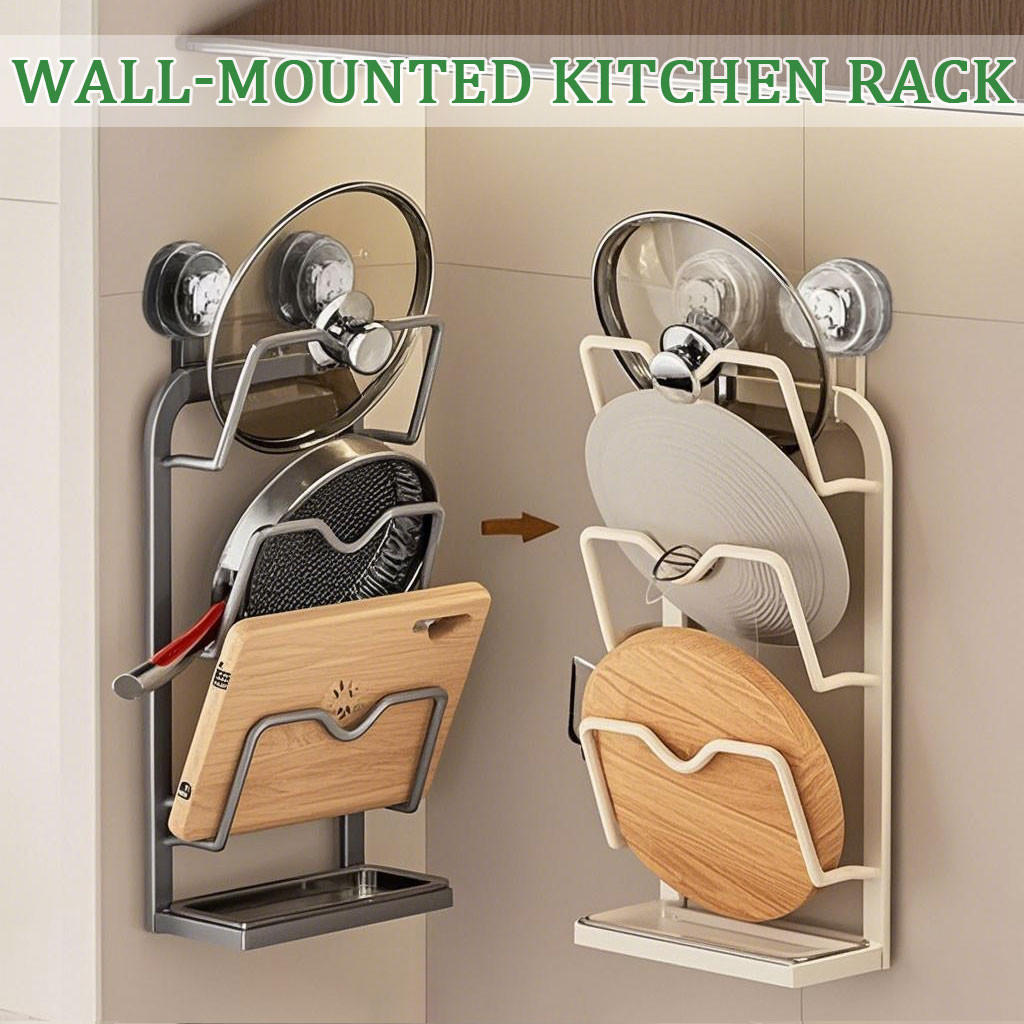 Pot Cover Rack Wall-mounted Pot Lid Rack Kitchen Multifunctional ...