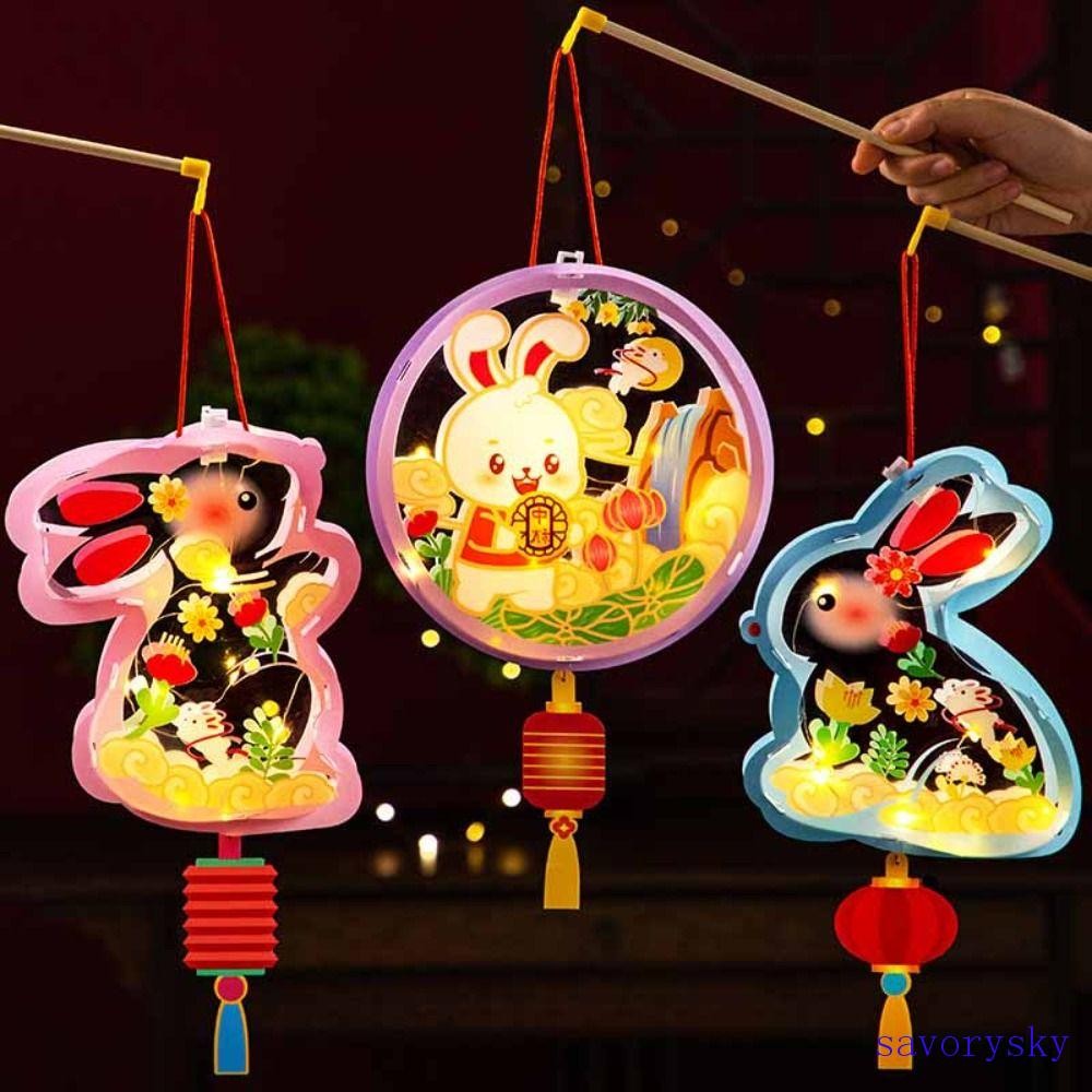 SAVORYSKY Middle Autumn Festival Lantern, 3D Hand Made Children DIY ...