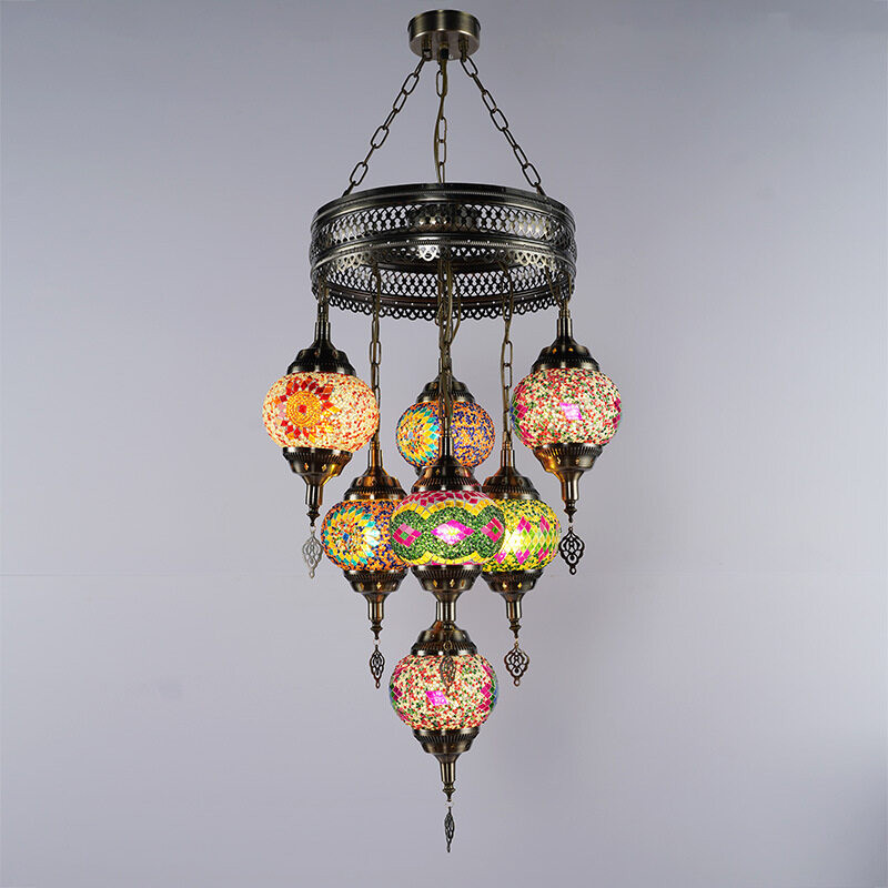 Mediterranean Turkish ceiling light retro handmade glass chandelier ...