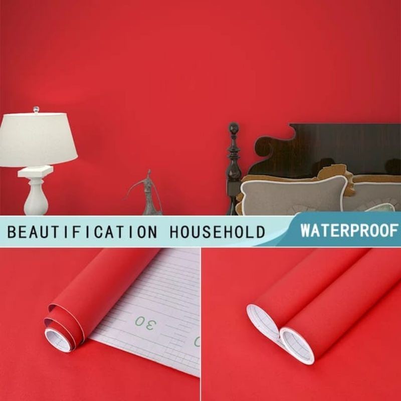 MERAH Plain Red Wall Wallpaper 8m to 9m x 45cm | Shopee Malaysia